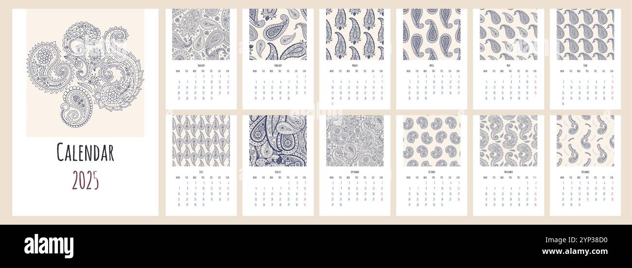 Calendar 2025 all months layout templates set with monochrome black and ...