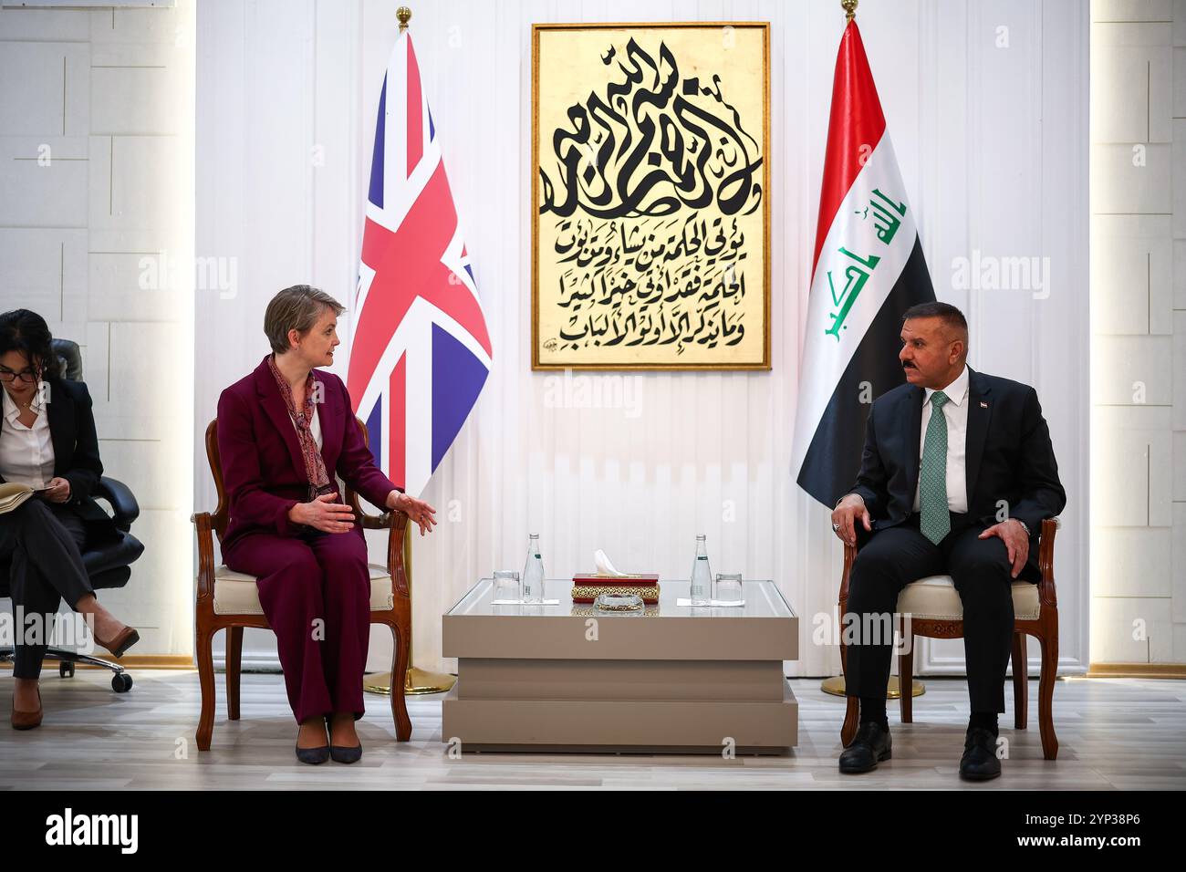 Home Secretary Yvette Cooper speaks with Iraq's Minister of Interior ...