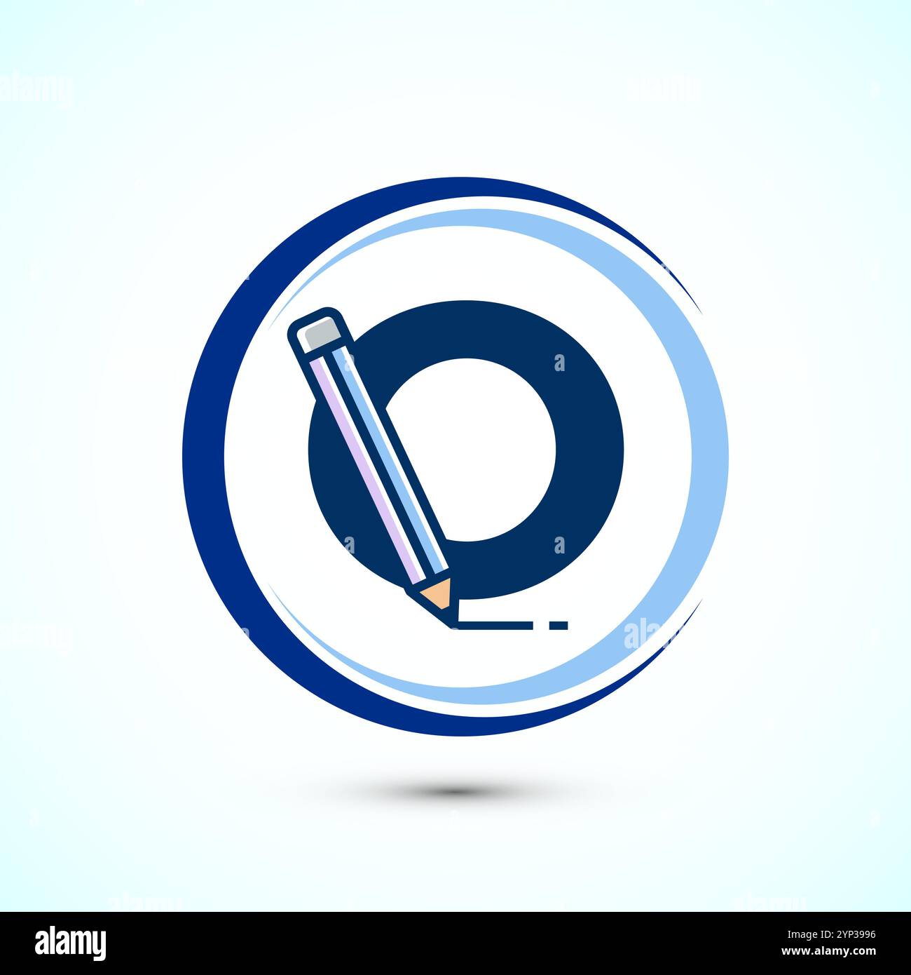 Initial alphabet with a pencil icon. Logo for education, student or ...