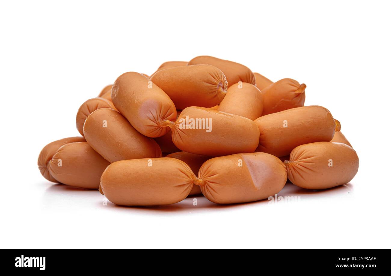 Small sausages on a white background Stock Photo - Alamy