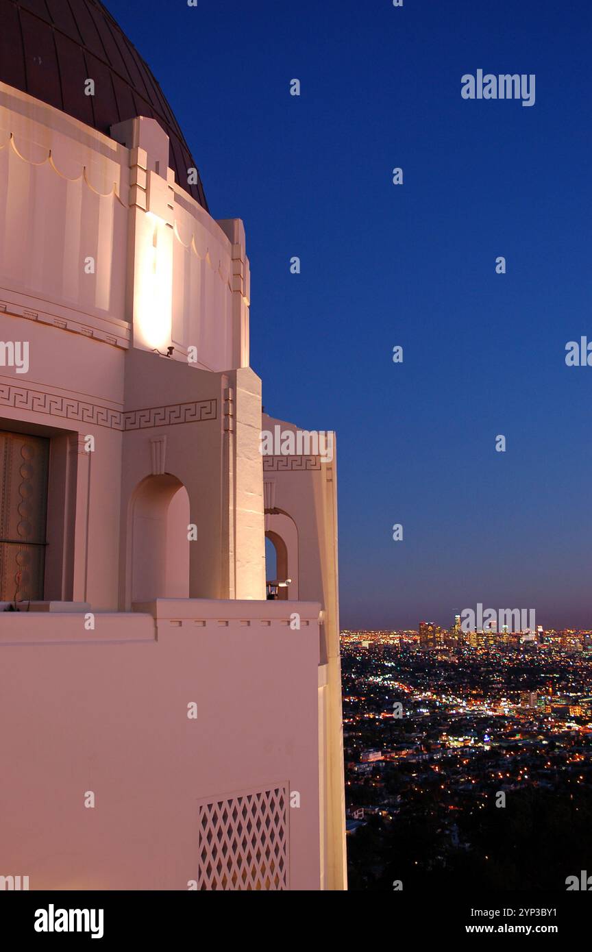 The art deco Griffith Park Observatory give a view of the stars and the ...