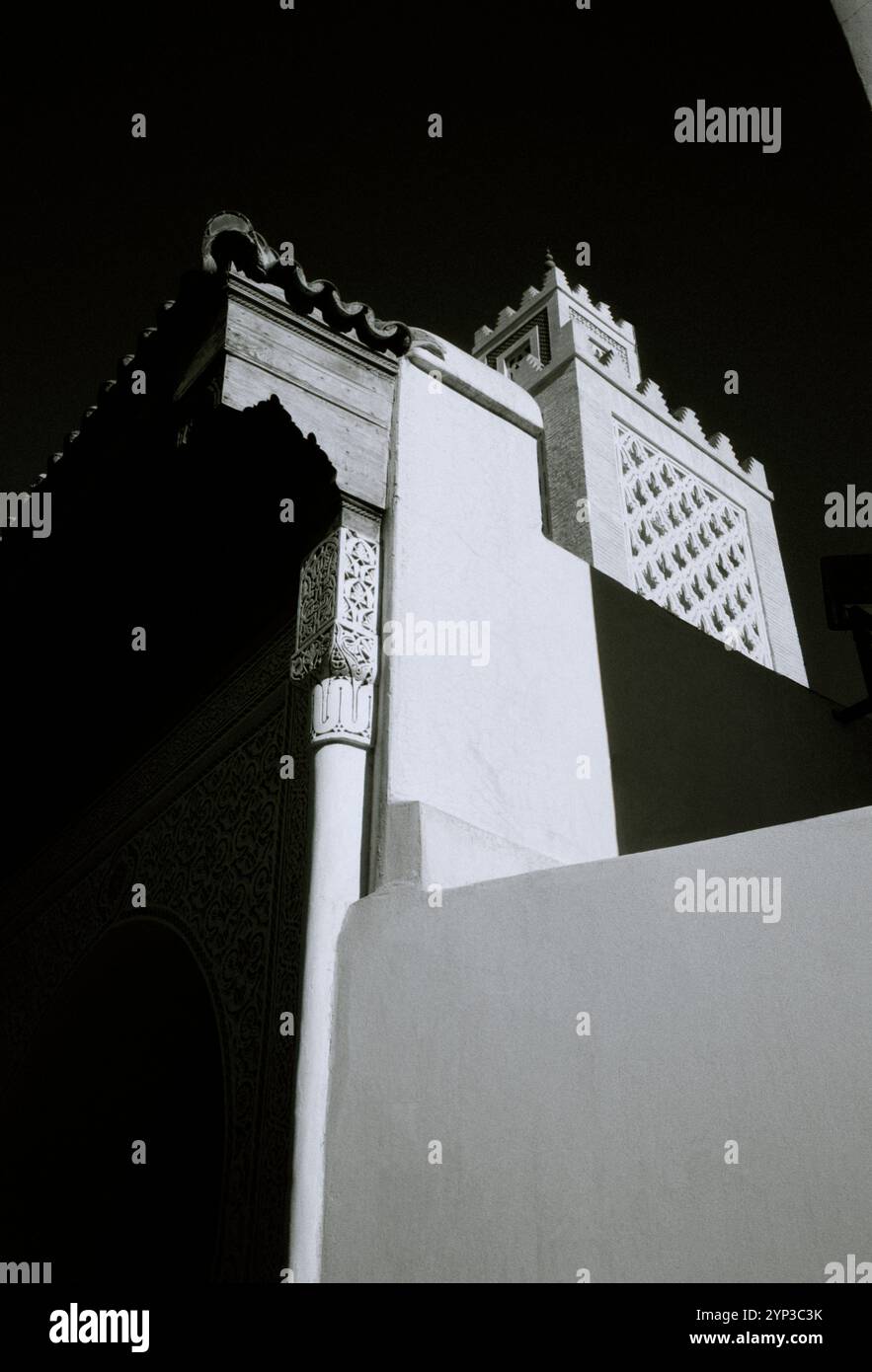The beautiful Ben Salah Mosque minaret in the medina of the old city of ...