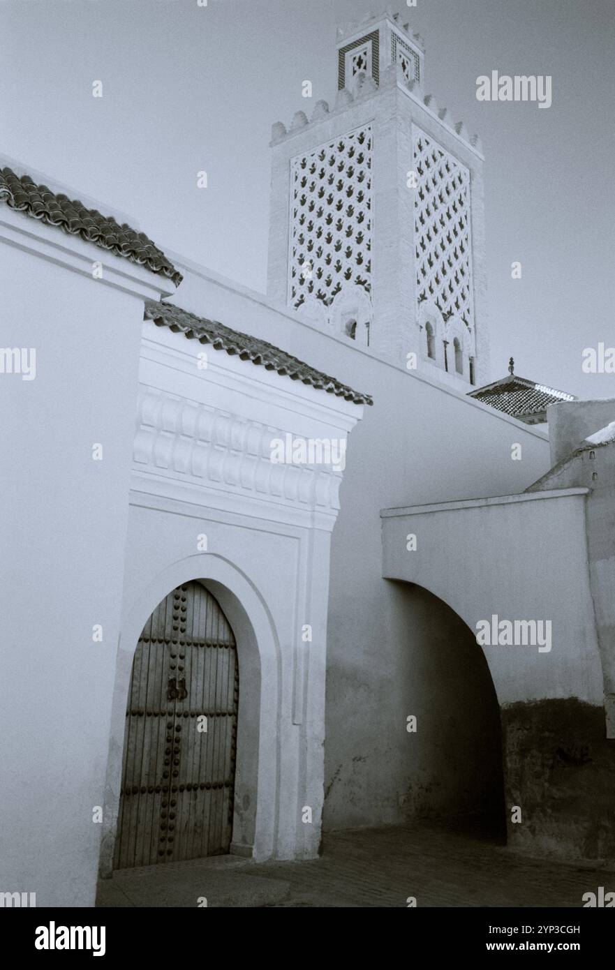 The beautiful Ben Salah Mosque minaret in the medina of the old city of ...