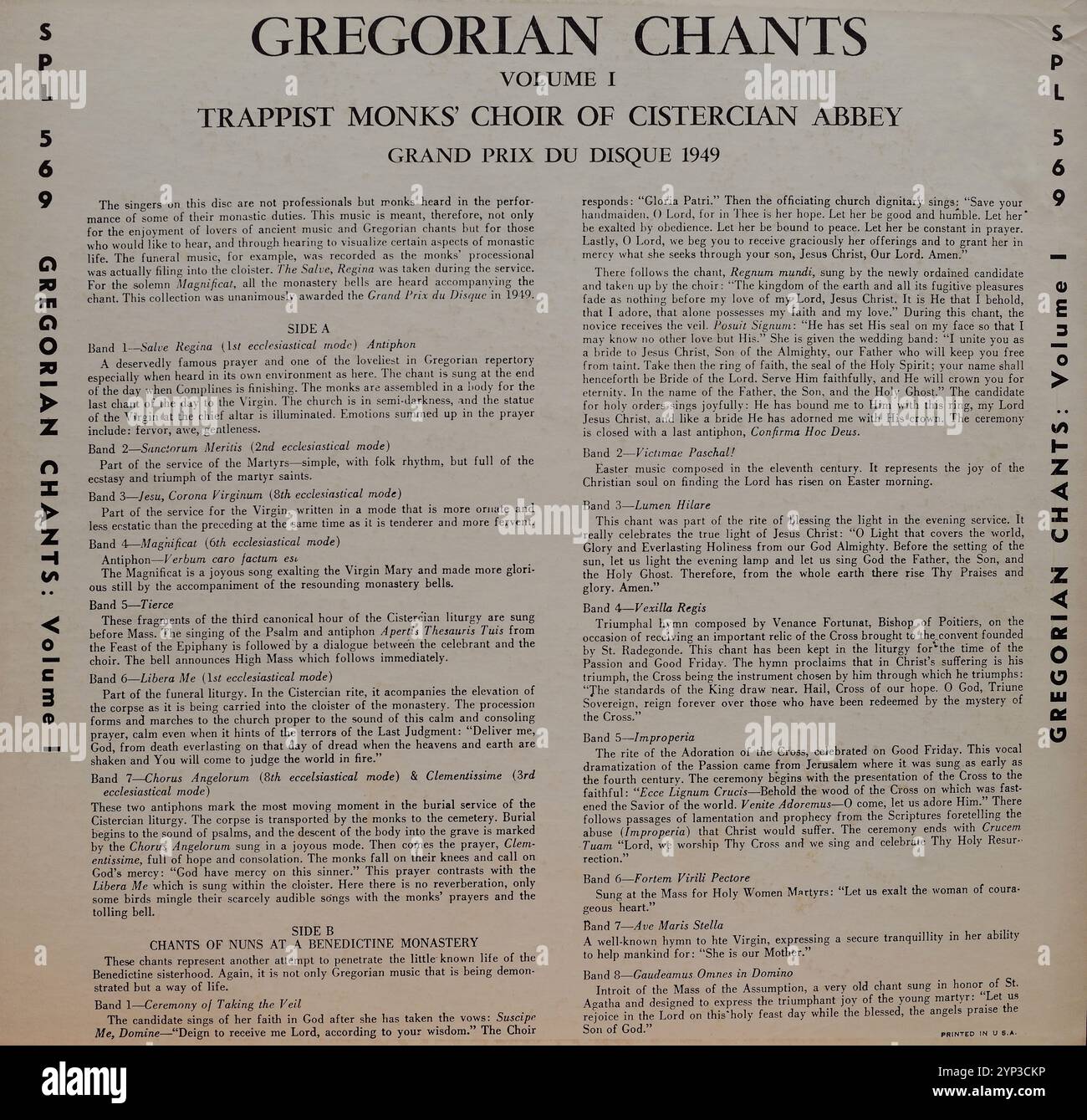 Vintage vinyl record cover. Gregorian chants Volumne 1, Trappist Monks ...