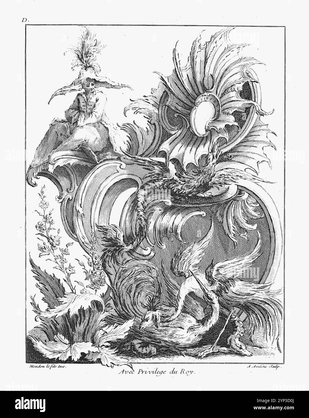 Jean Mondon - Rocaille Design with Chinese Figure - 1736 Stock Photo ...