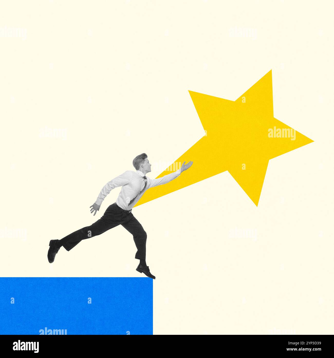 Businessman stepping up to star, representing ambition, success, and ...