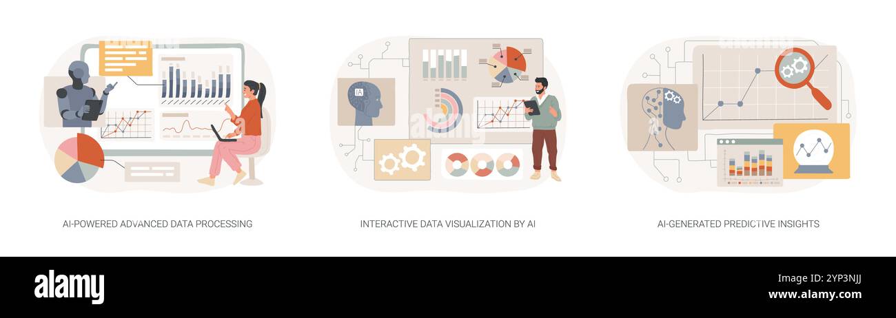 Ai Powered Data Analysis Abstract Concept Vector Illustrations Stock