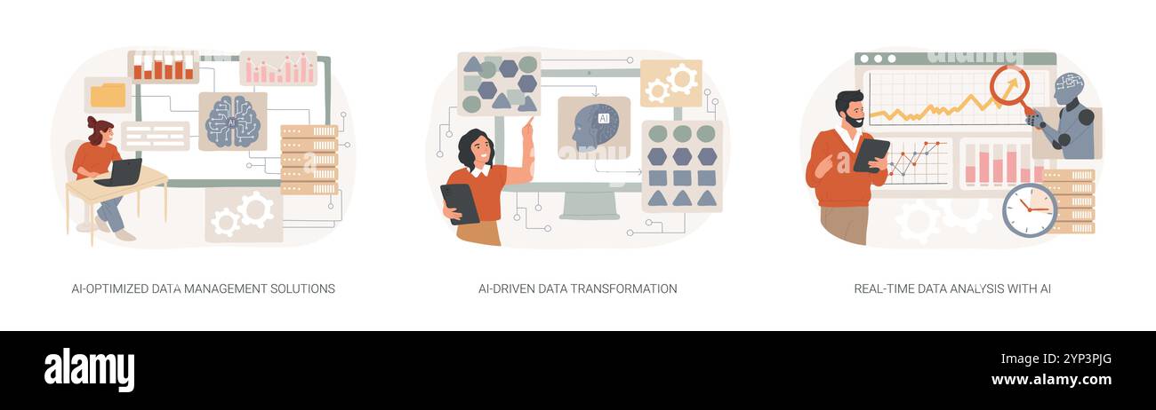 Ai Technology In Data Analysis Abstract Concept Vector Illustrations Stock Vector Image And Art