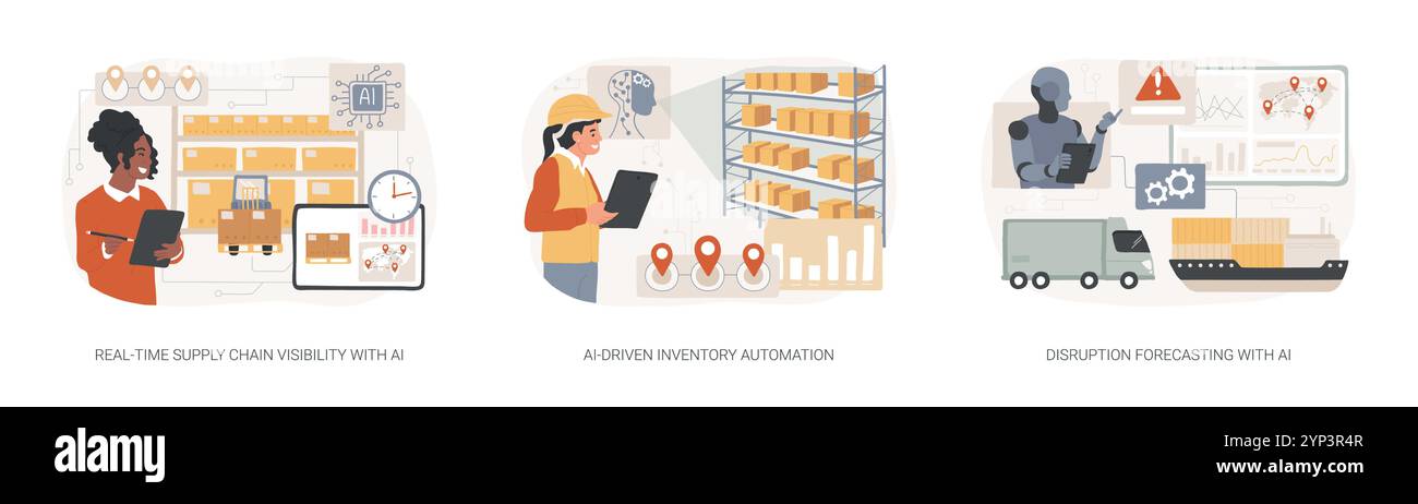 AI in logistics and warehousing abstract concept vector illustrations ...