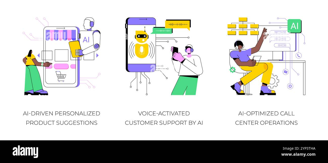 AI Customer Service abstract concept vector illustrations Stock Vector ...