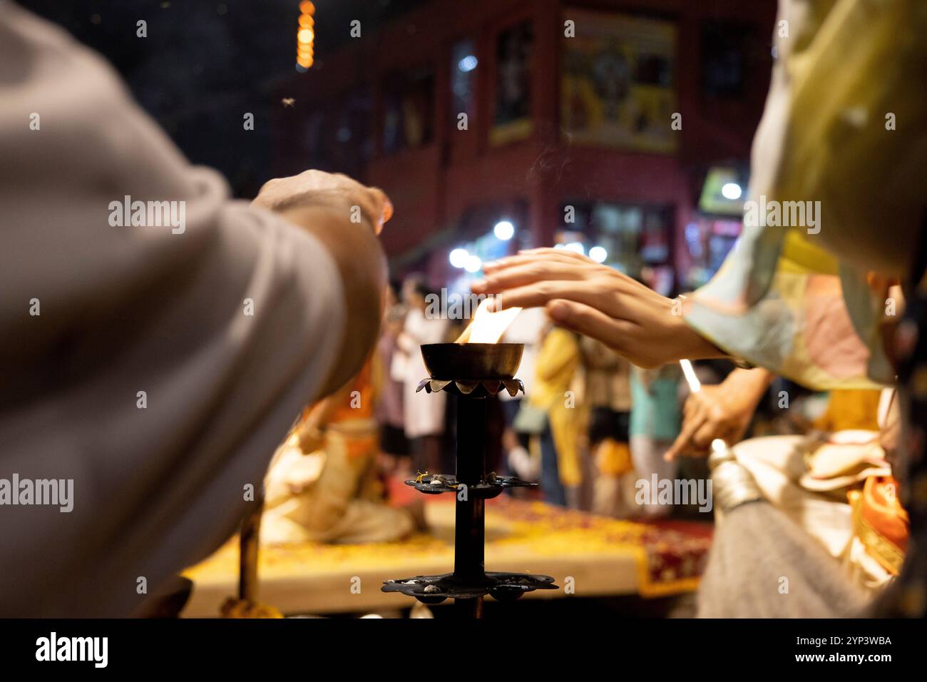 The daily ritual of Ganga Arti at Dashwamedh Ghat on the banks of the ...