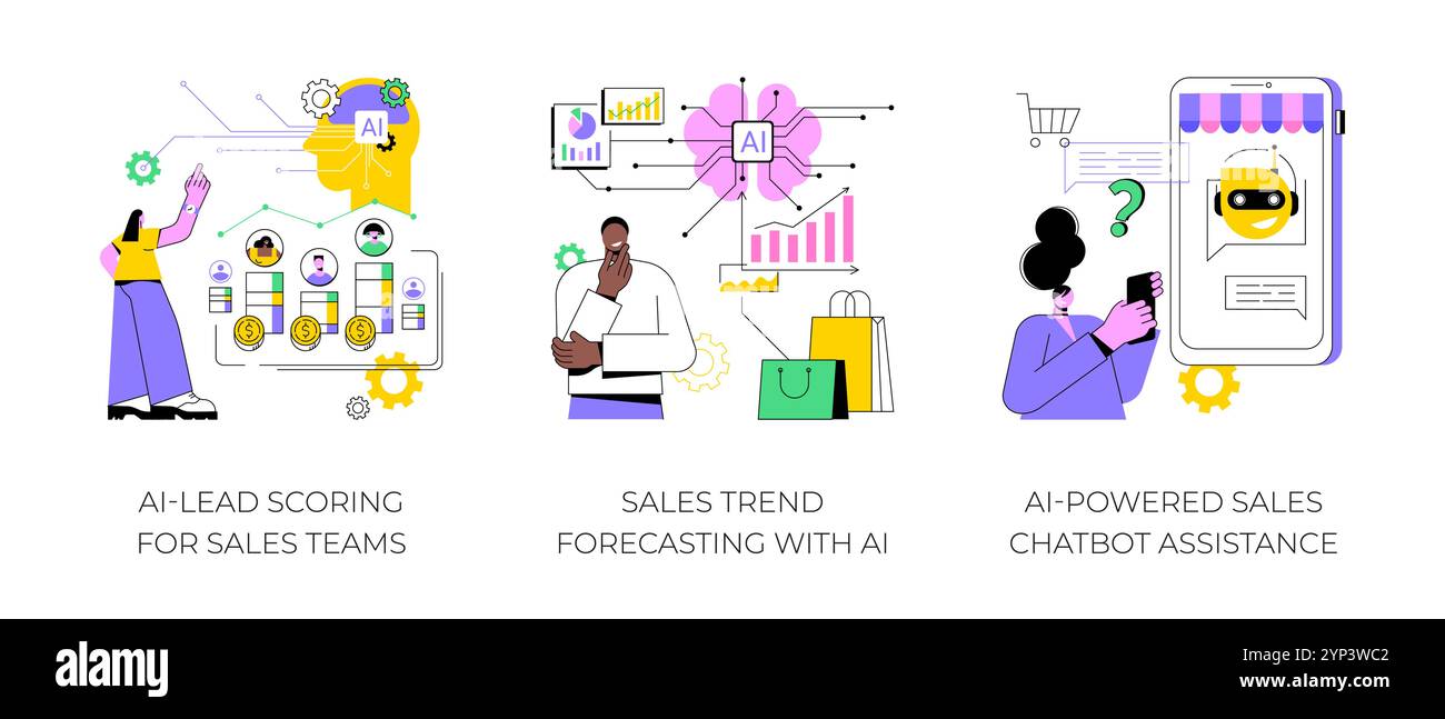 Artificial Intelligence in Sales abstract concept vector illustrations ...