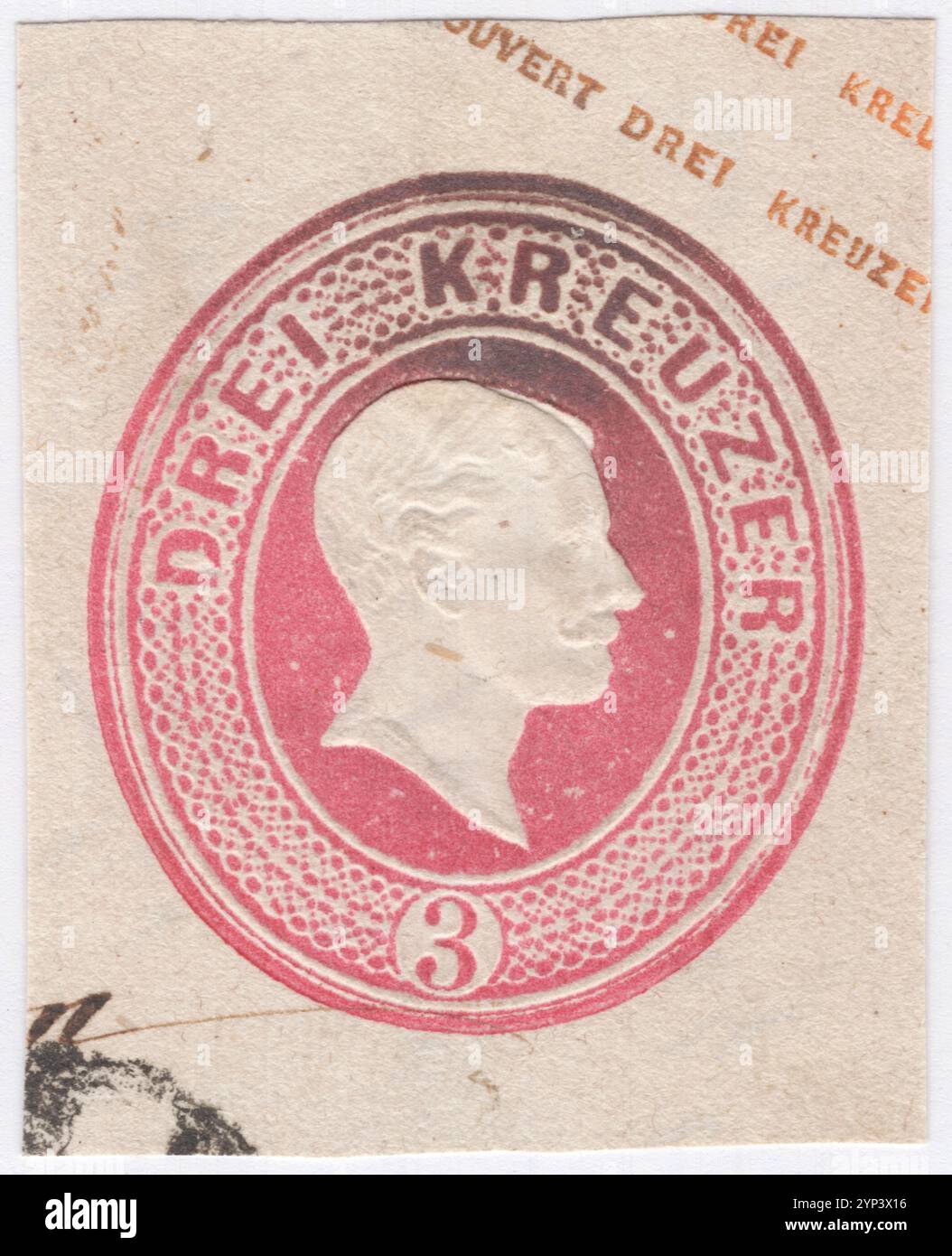AUSTRIA - CIRCA 1867: Fragment of original envelope with preprinted 5 ...