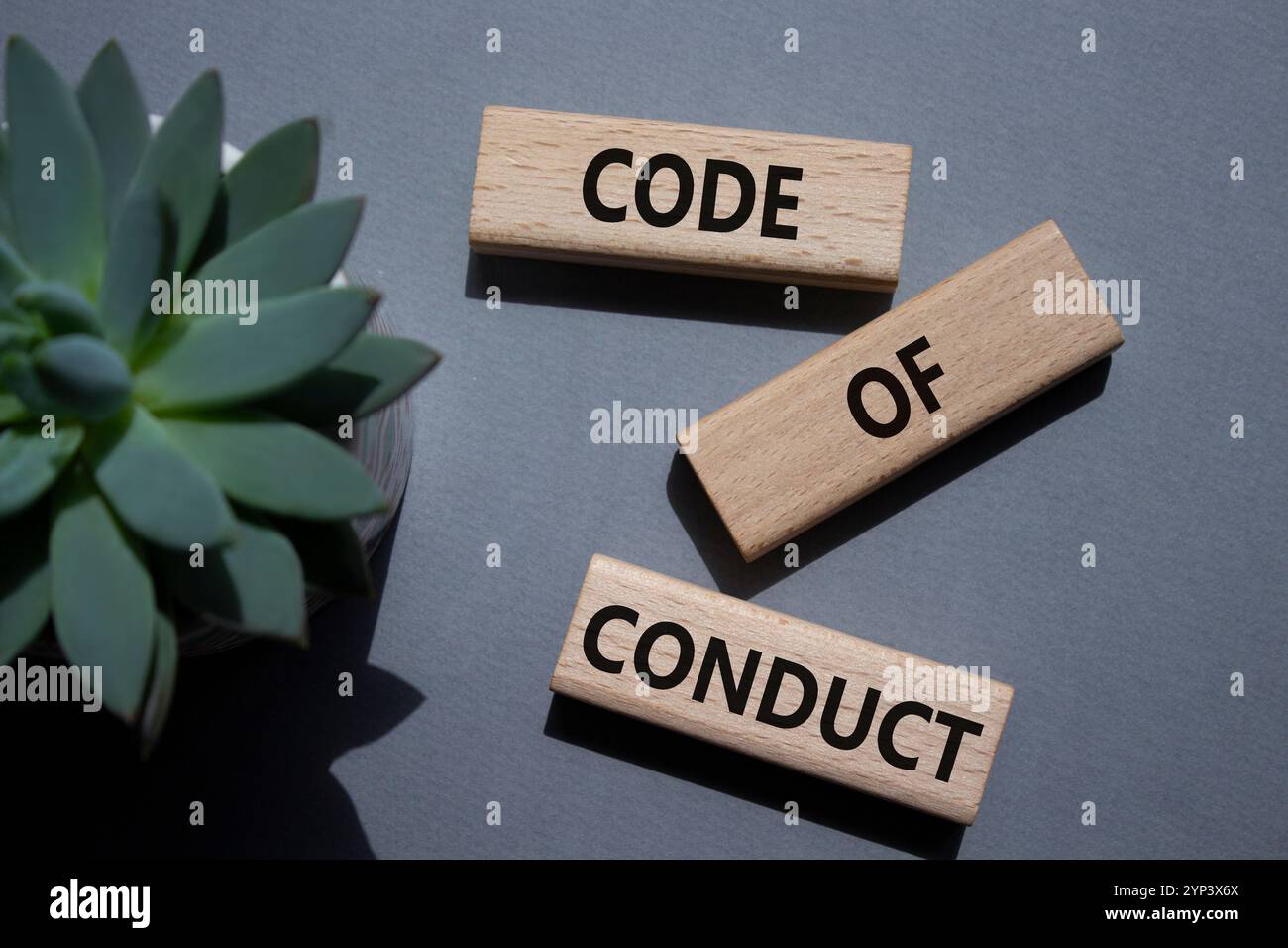Code Of Conduct Symbol Wooden Blocks With Words Code Of Conduct