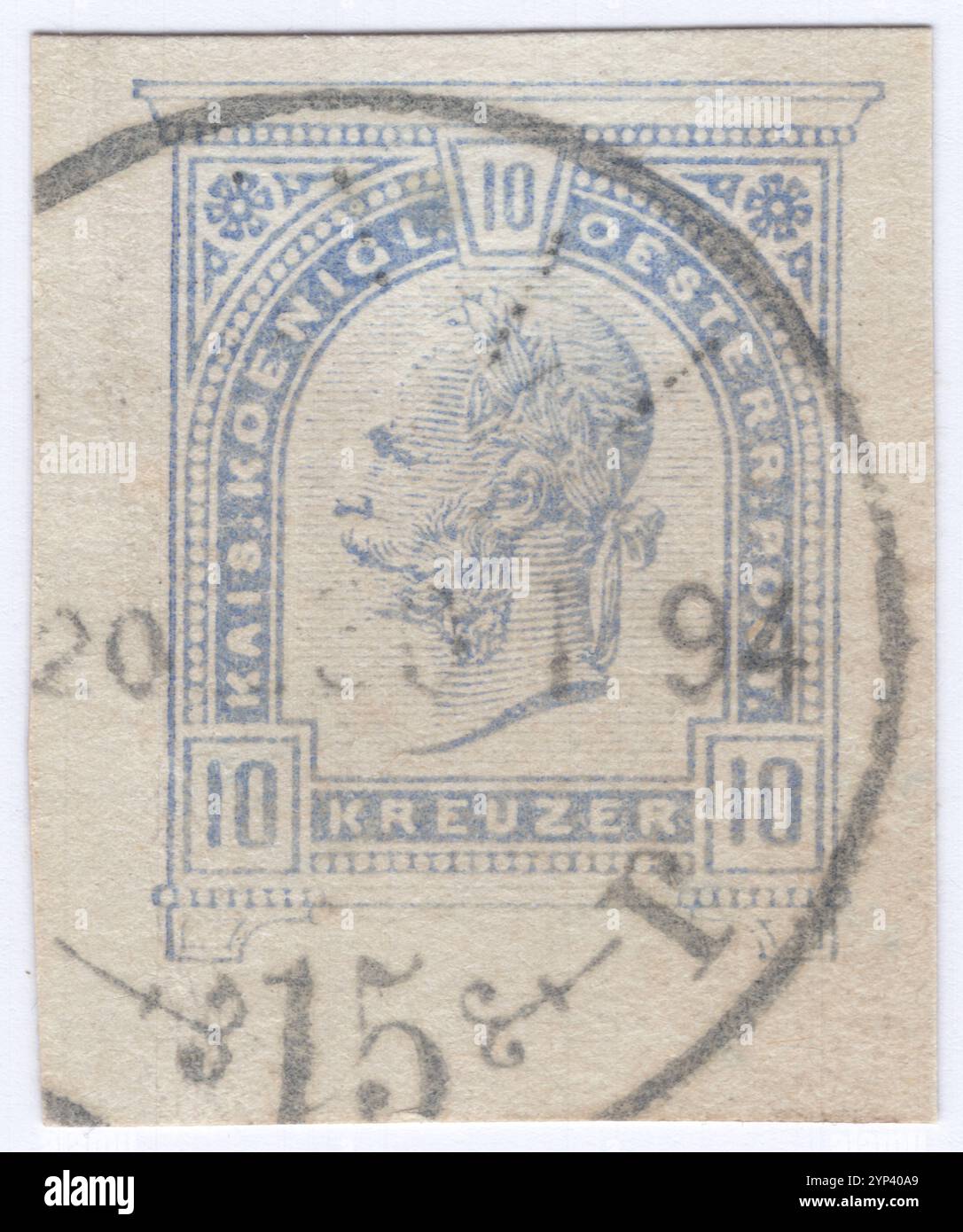 AUSTRIA - CIRCA 1891: Fragment original envelope with preprinted 10 ...