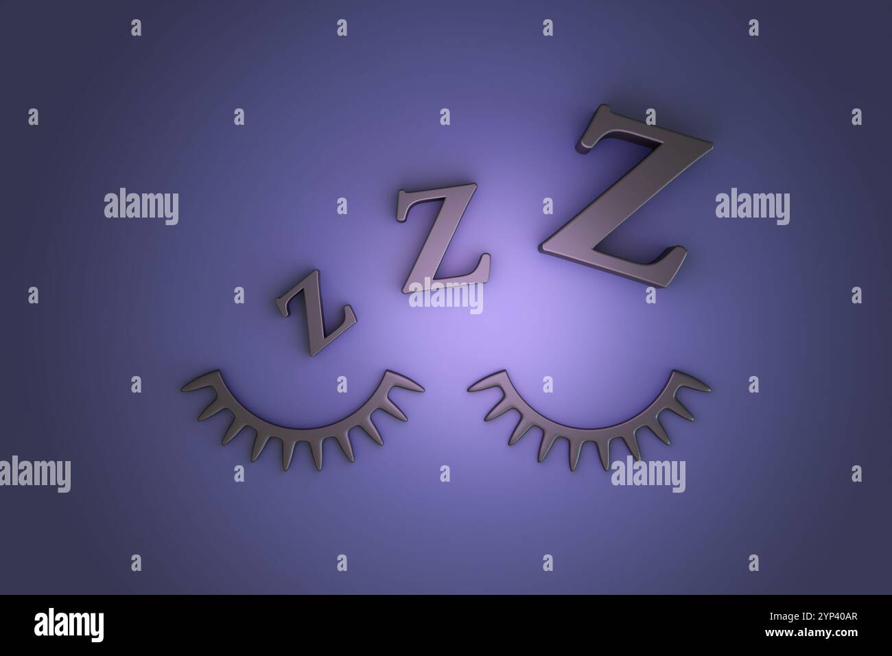 Sleeping Z symbols above a pair of black eyelashes (closed eyes) on ...