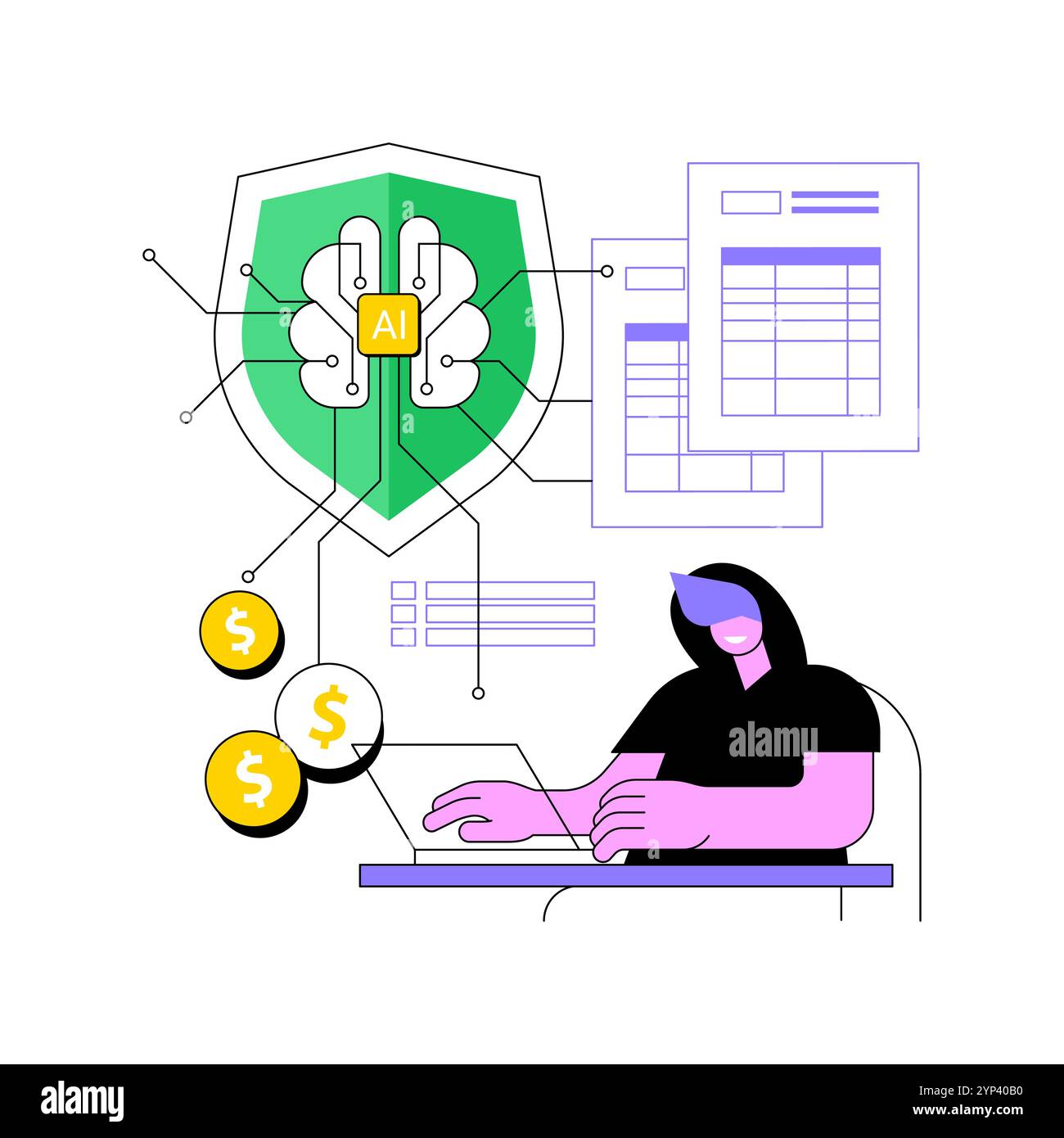 AI-Powered Fraud Detection abstract concept vector illustration Stock ...