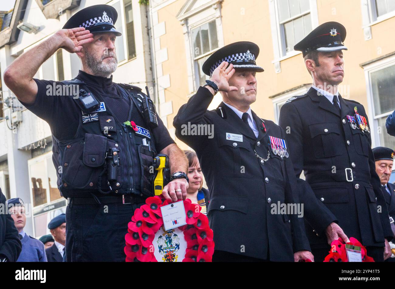 The wreath-laying ceremony parade for remembrance Sunday in Truro ...