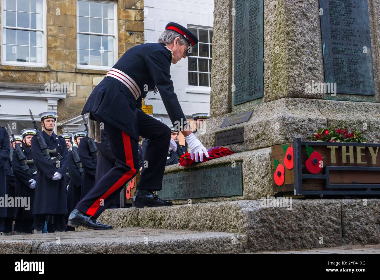 The wreath-laying ceremony parade for remembrance Sunday in Truro ...