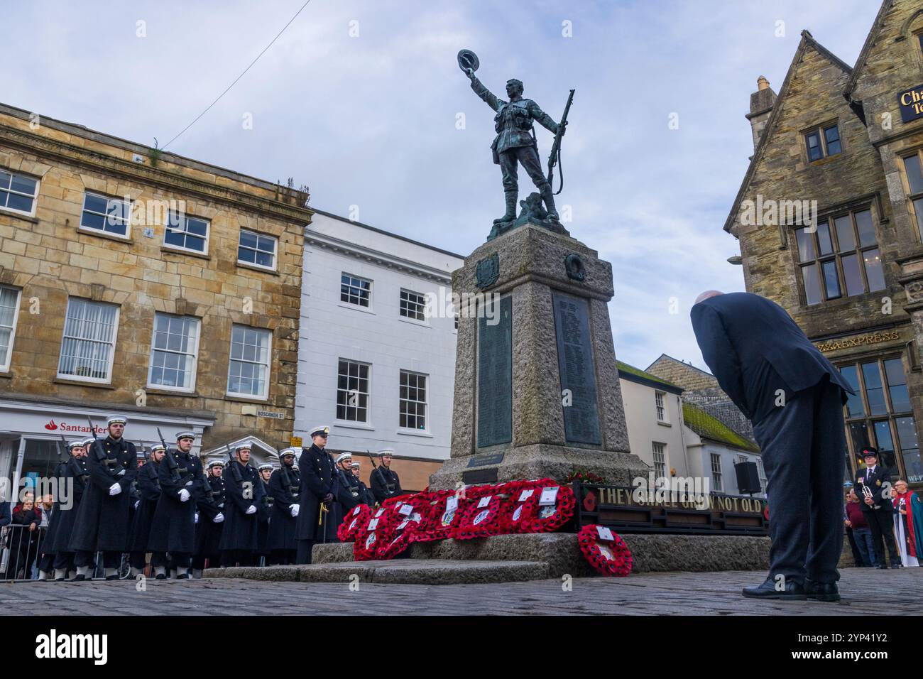 The wreath-laying ceremony parade for remembrance Sunday in Truro ...