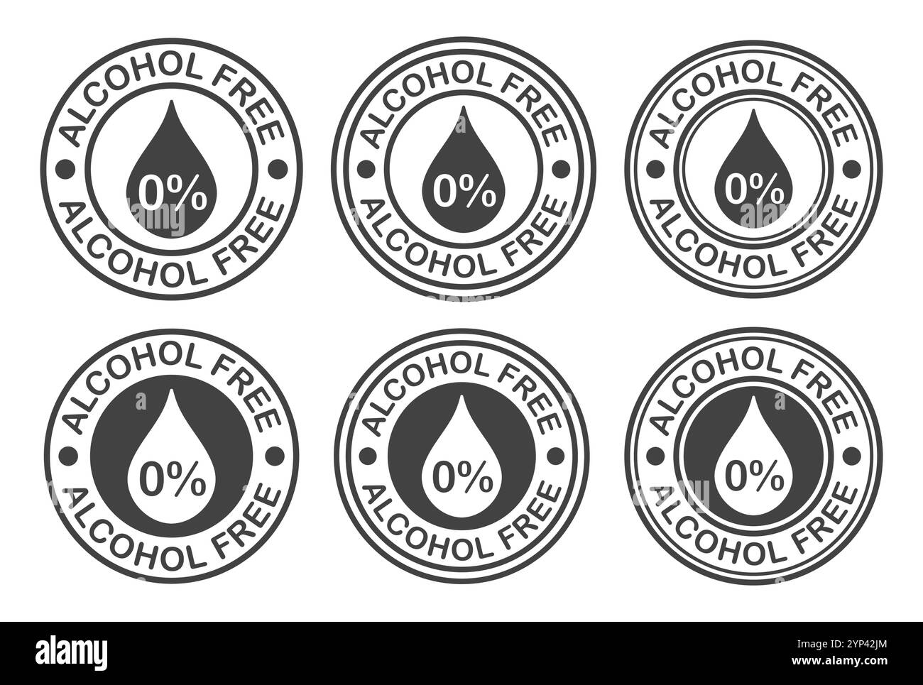Alcohol free label icon symbol set. No alcohol icon logo sign. Non ...