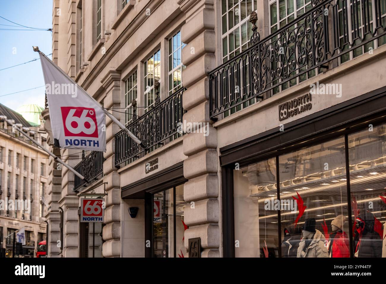 LONDON- NOVEMBER 25, 2024: 66 North shop on Regent Street, an Icelandic clothes retail brand ...