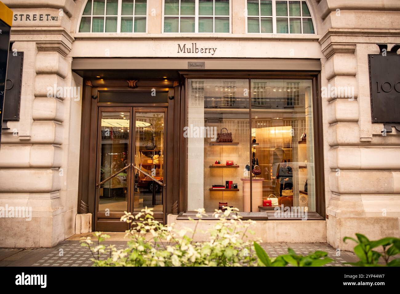 LONDON- NOVEMBER 25, 2024: Mulberry fashion brand shop on Regent Street, landmark retail ...