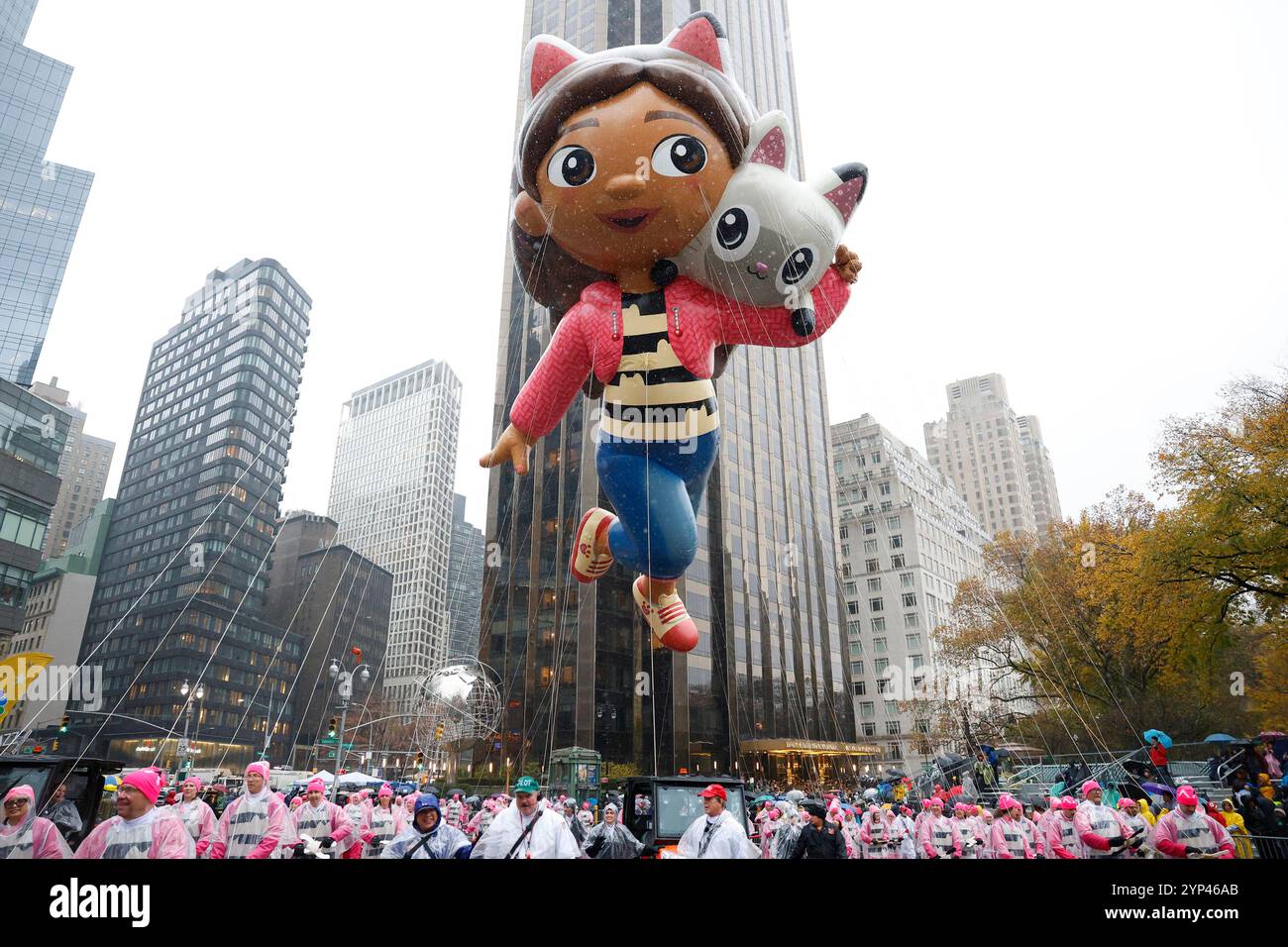 New York, United States. 28th Nov, 2024. The Gabby balloon floats past ...