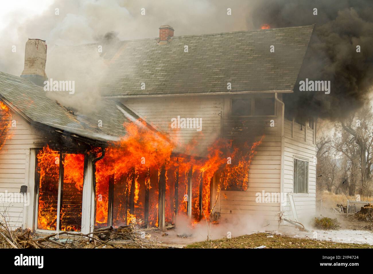 Fully Involved Structure Fire Stock Photo - Alamy