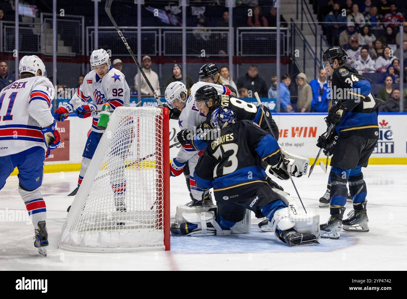 Rochester, New York, USA. 27th Nov, 2024. Rochester Americans forward ...