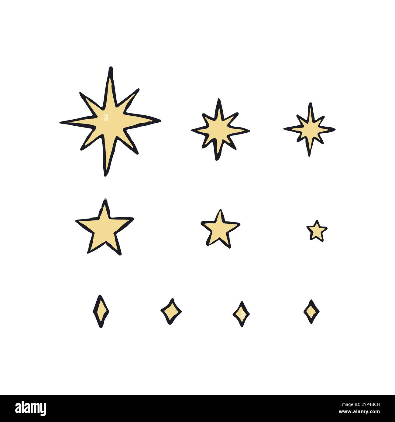 Hand drawn inky sketch style doodle stars set Stock Vector Image & Art ...