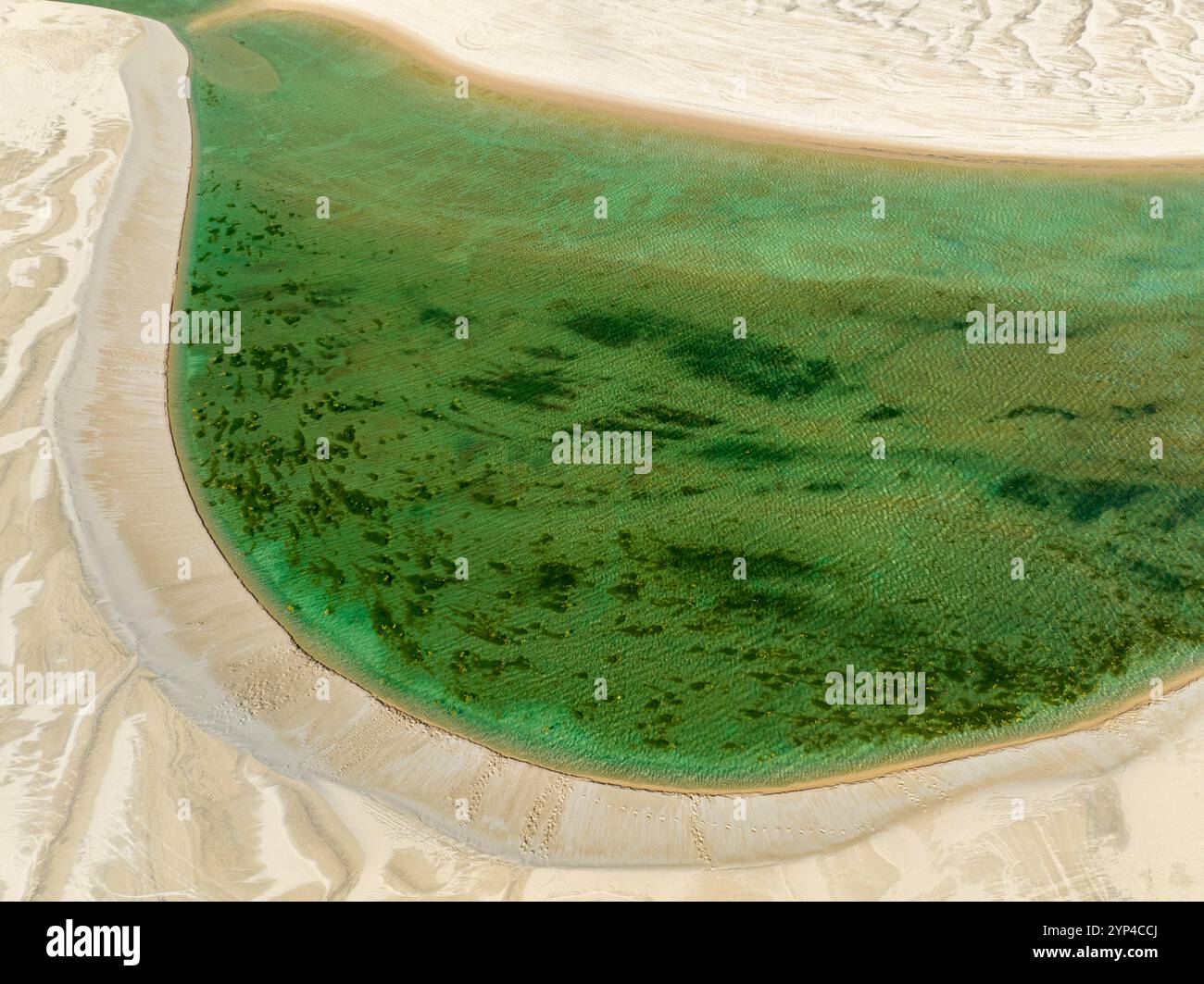 Aerial view of Lencois Maranhenses. White sand dunes with pools of ...