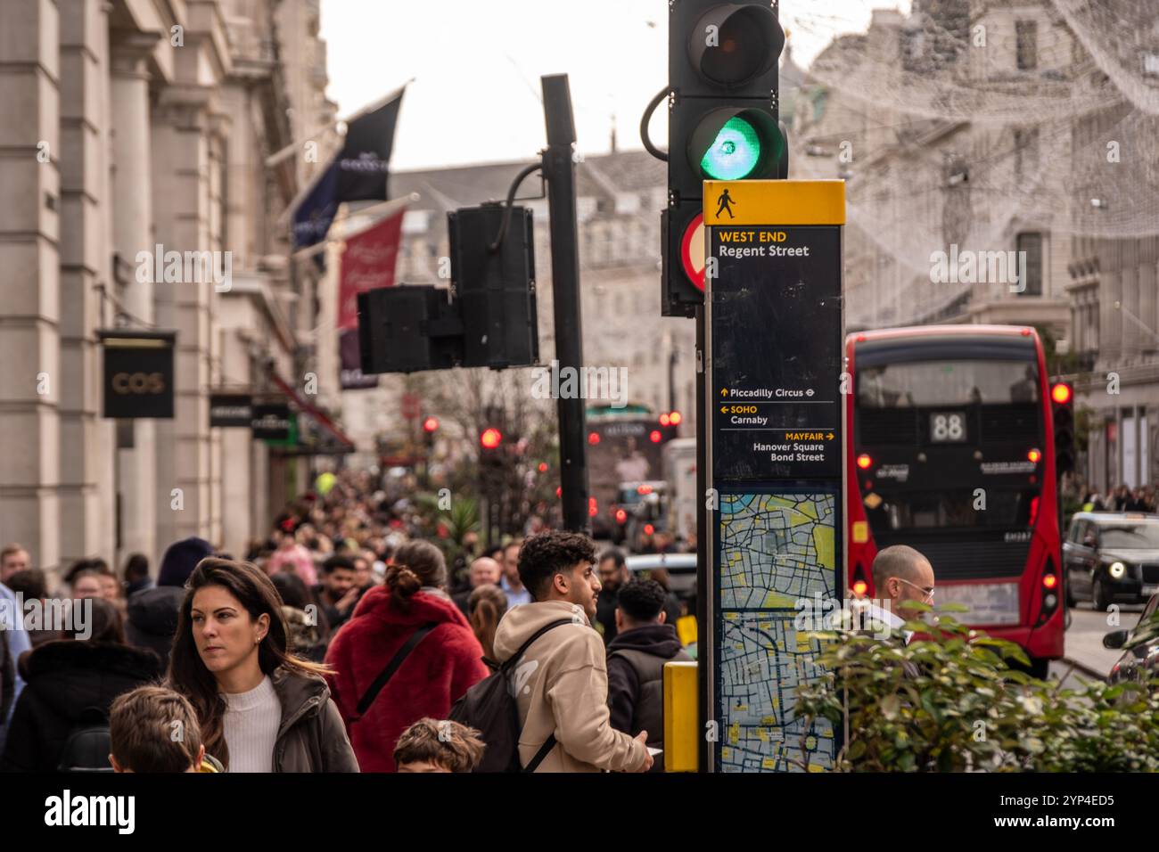 LONDON- NOVEMBER 25, 2024: Regent Street, busy London street scene ...