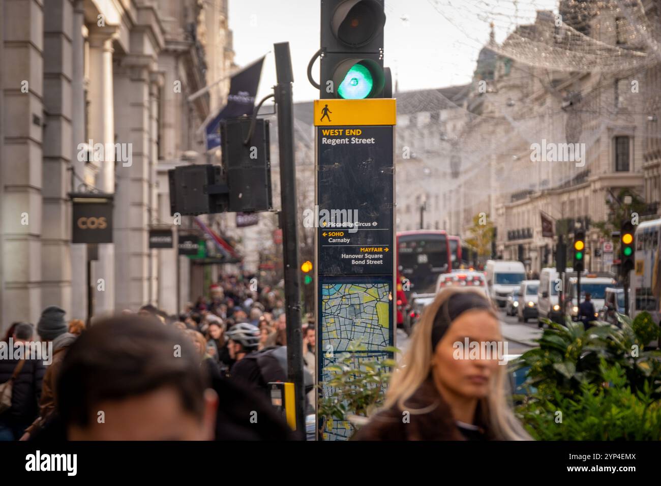 LONDON- NOVEMBER 25, 2024: Regent Street, busy London street scene ...