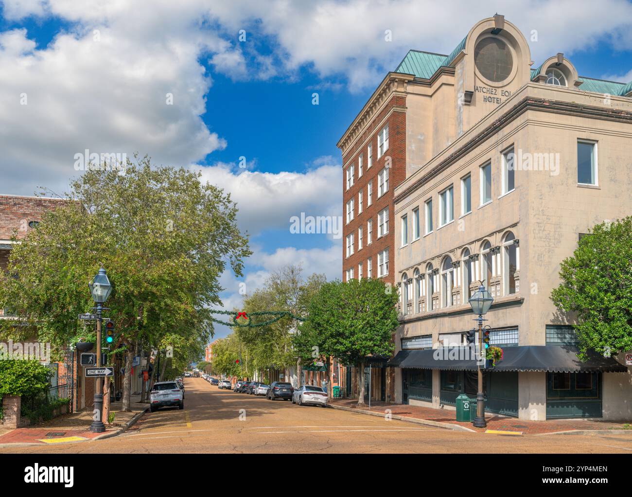 The junction of Main Street and Pearl Street, Natchez, Mississippi, USA ...
