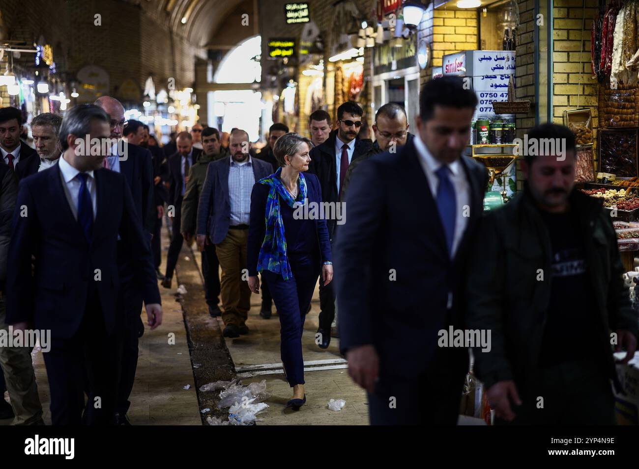 Home Secretary Yvette Cooper visits the souk near the Citadel in Erbil ...