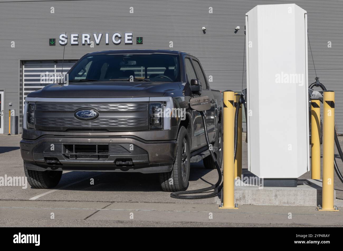 Indianapolis - November 26, 2024: Ford F-150 Lightning EV at a charging ...