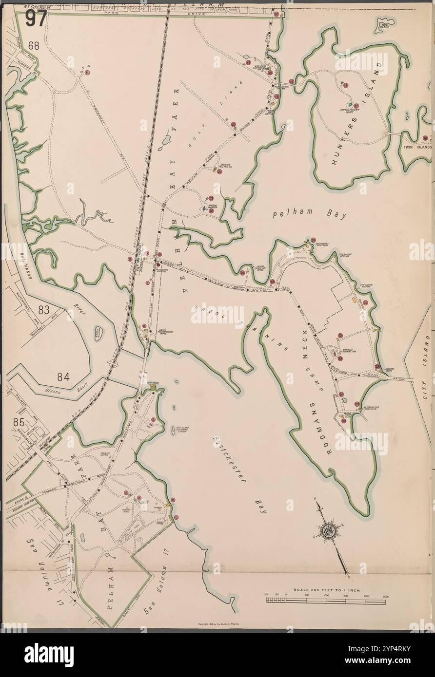Bronx, V. 18, Plate No. 97 [Map bounded by Hunters Island, City Island ...