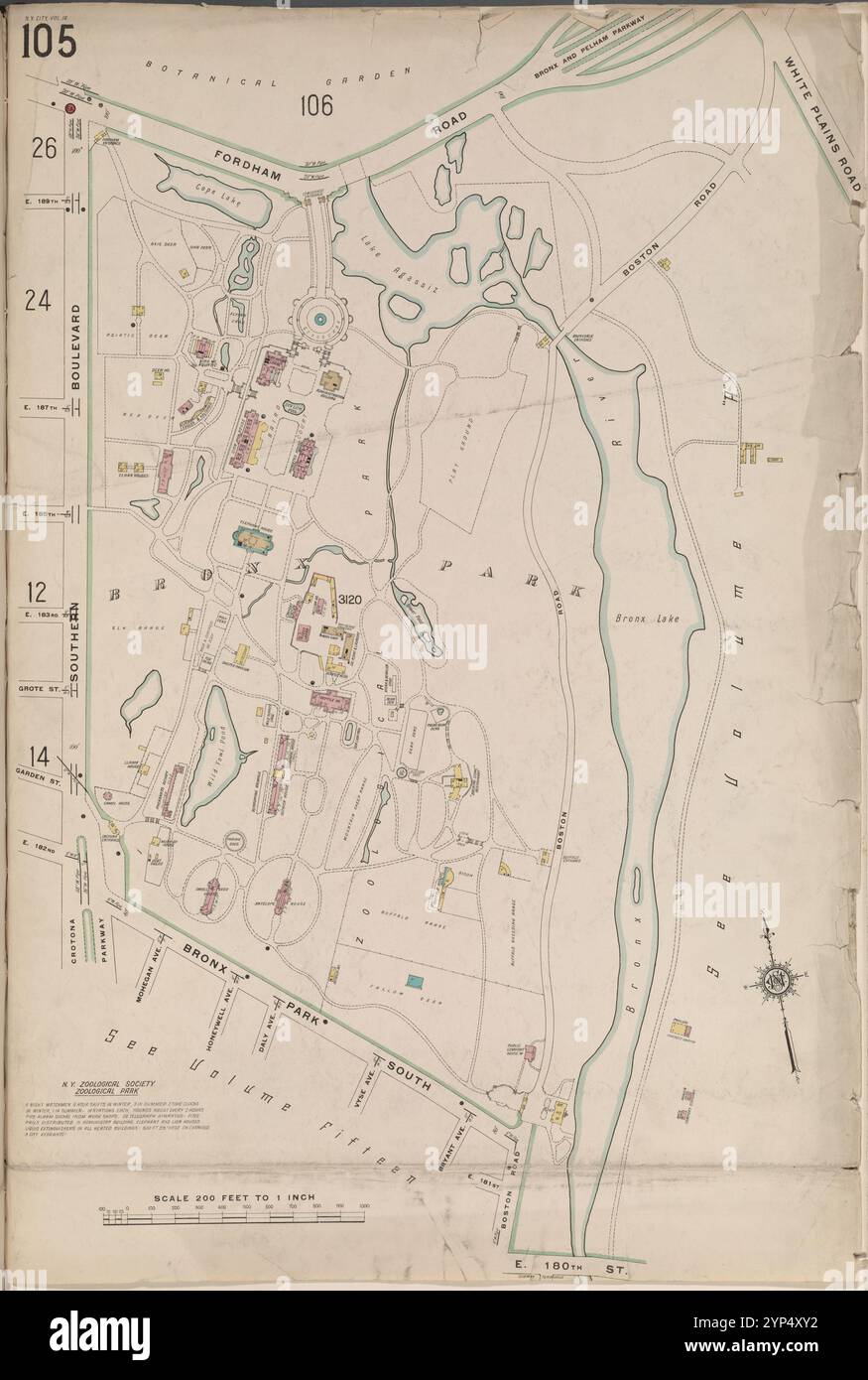 Bronx, V. 14, Plate No. 105 [Map bounded by Fordham Rd., Bronx River ...