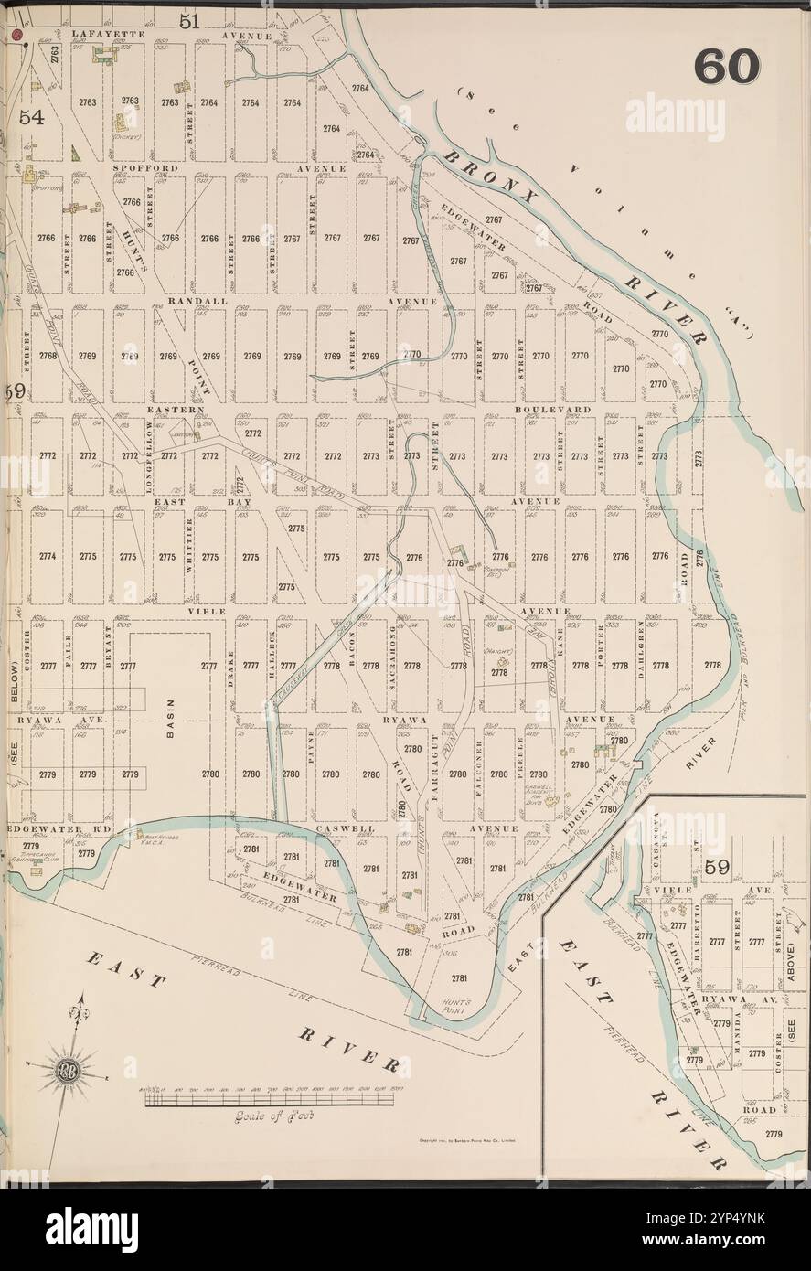 Bronx, V. 14, Plate No. 60 [Map bounded by Lafayette Ave., Bronx River ...