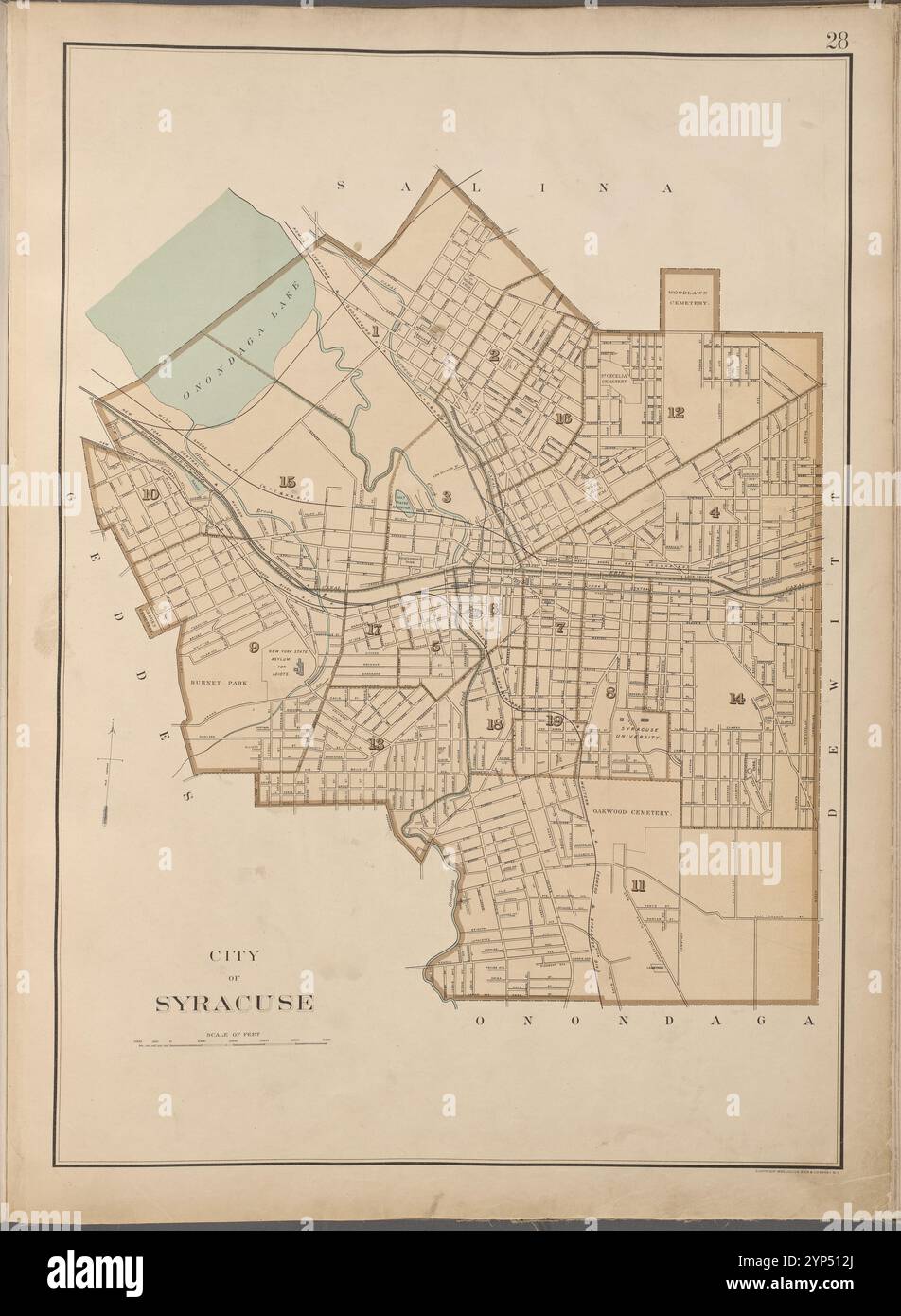 New York State, Plate No. 28 [Map of City of Syracuse] 1895 Stock Photo ...