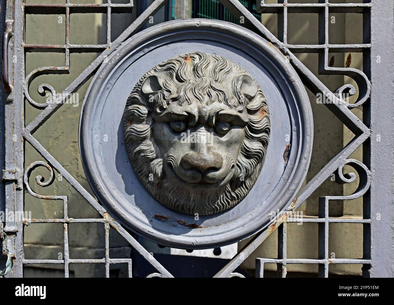 Metal gate with decorative lion on Quinta da Boa Vista, Rio de Janeiro ...