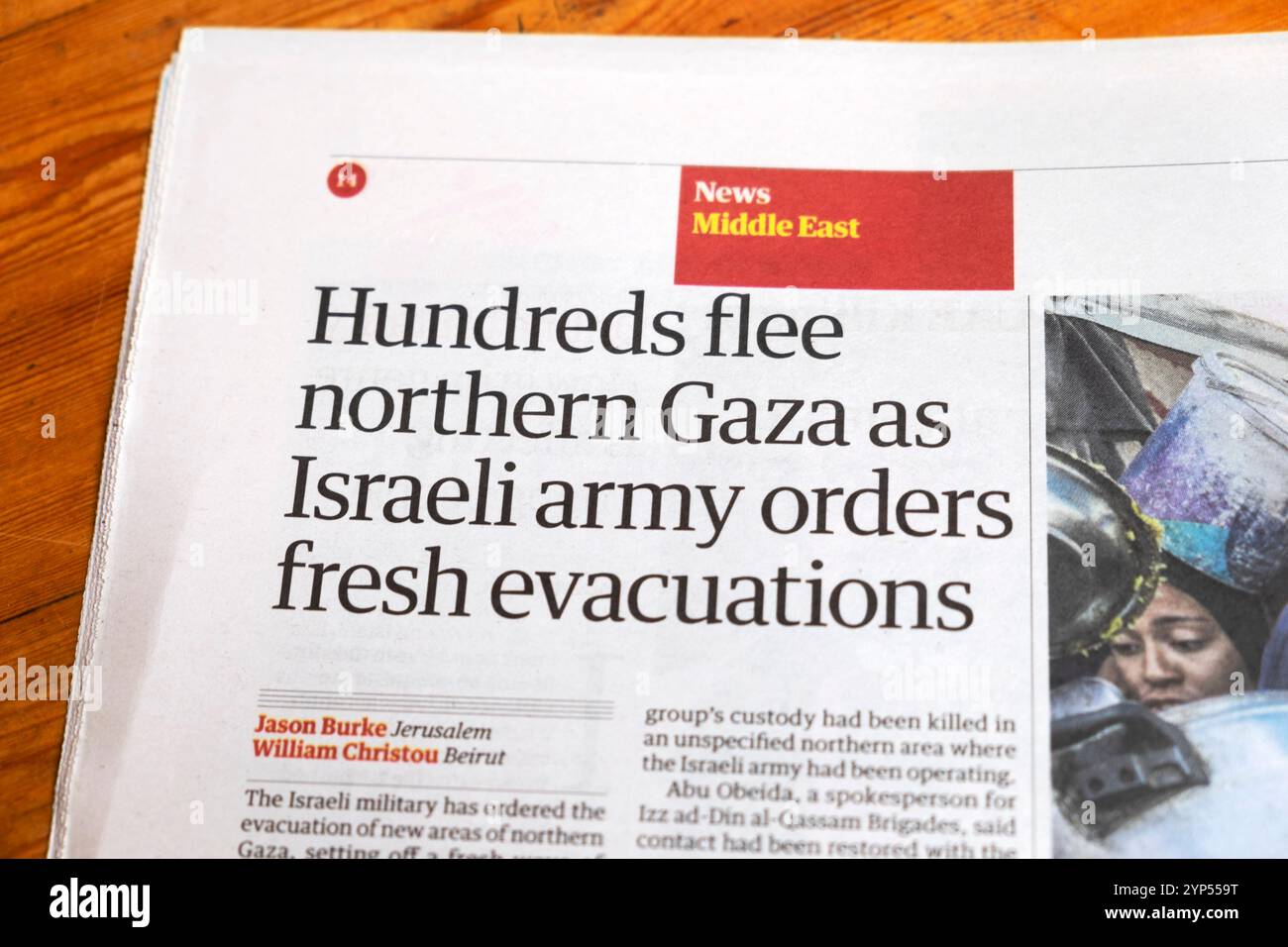 'Hundreds flee northern Gaza as Israeli army orders fresh evacuations' Guardian newspaper ...