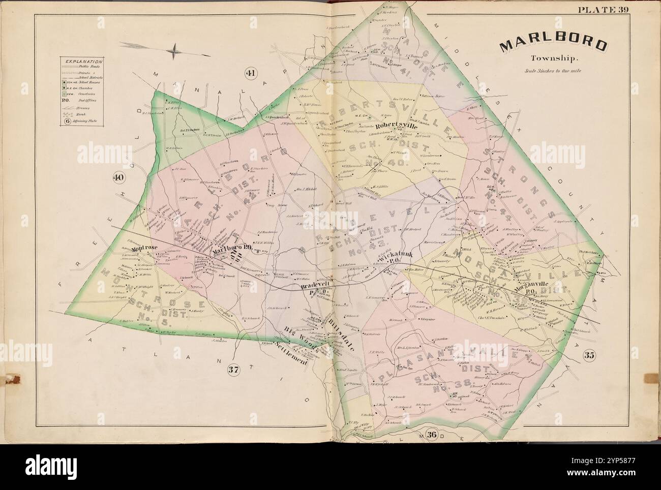 Monmouth County, Double Page Plate No. 39 [Map of Marlboro Township] by ...