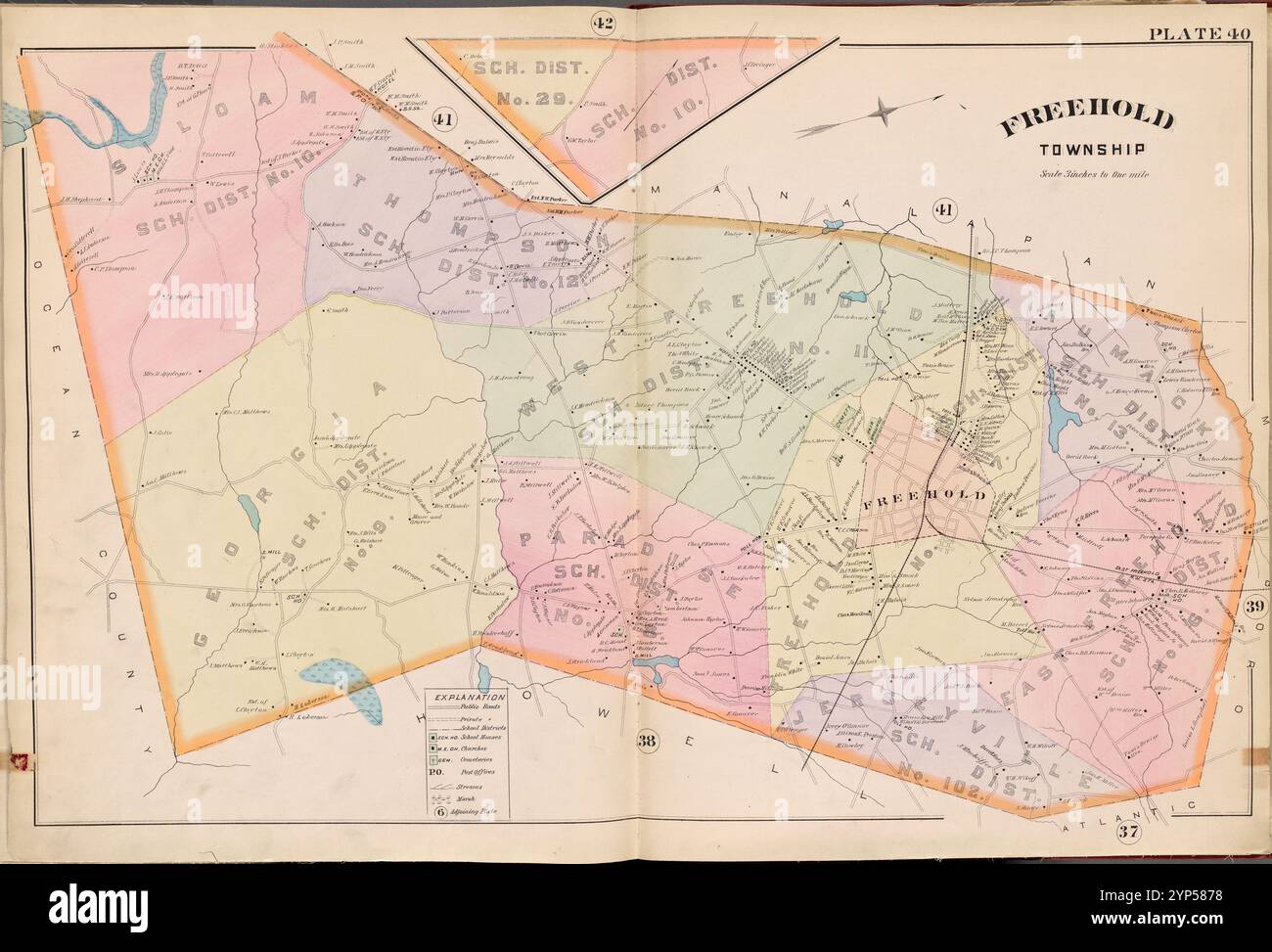 Monmouth County, Double Page Plate No. 40 [Map of Freehold Township] by ...