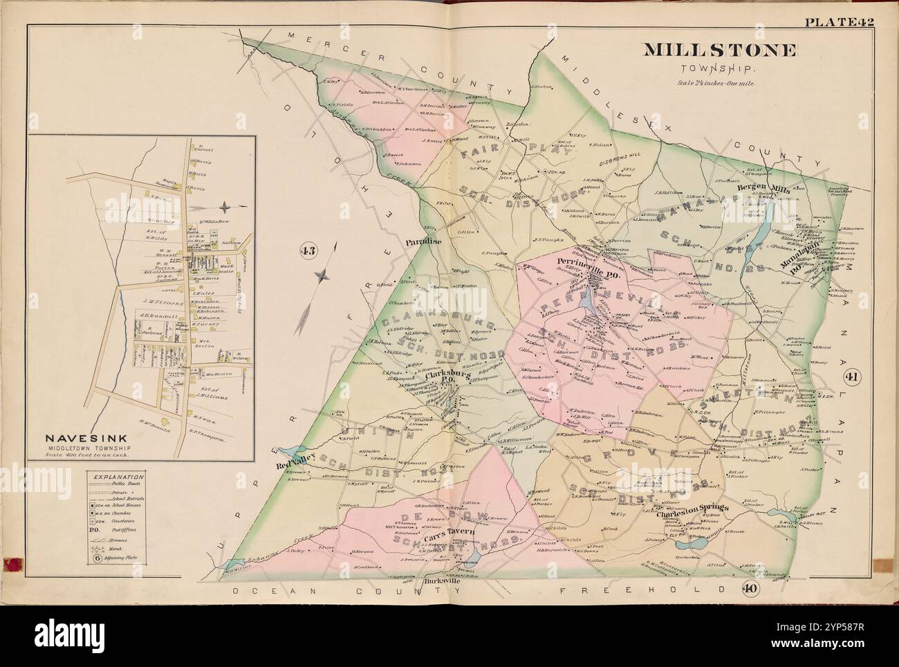 Monmouth County, Double Page Plate No. 42 [Map of Millstone Township ...