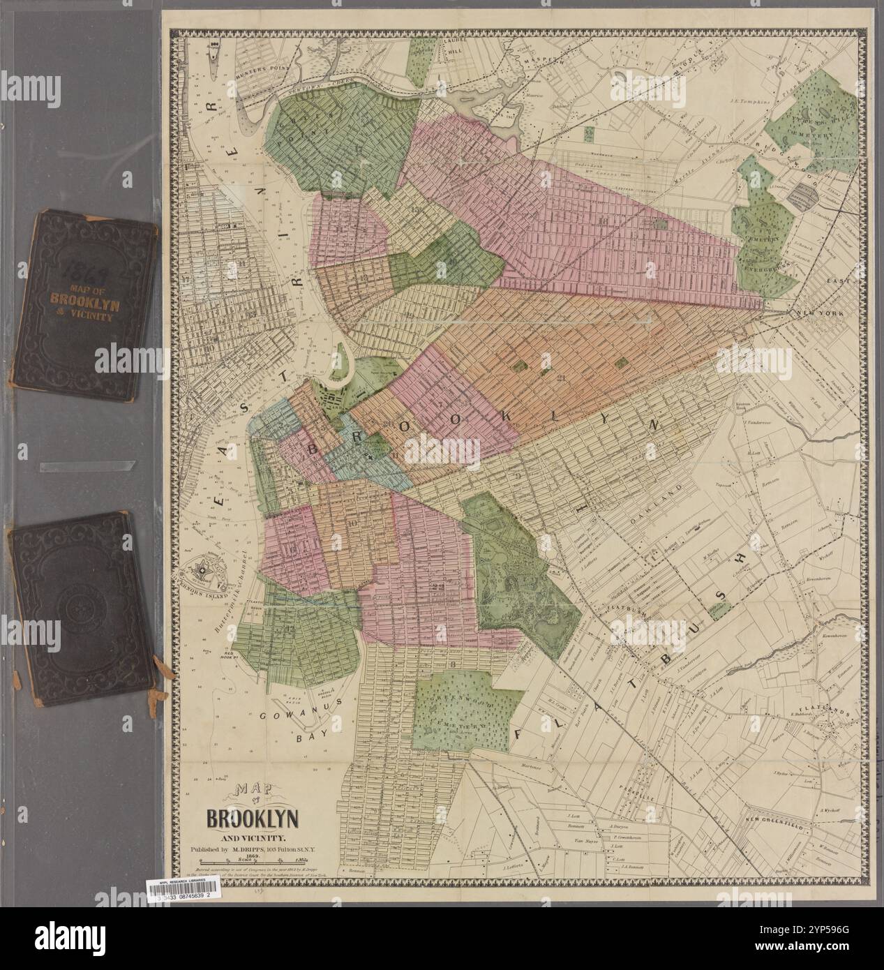 Map of Brooklyn and vicinity 1869 Stock Photo - Alamy