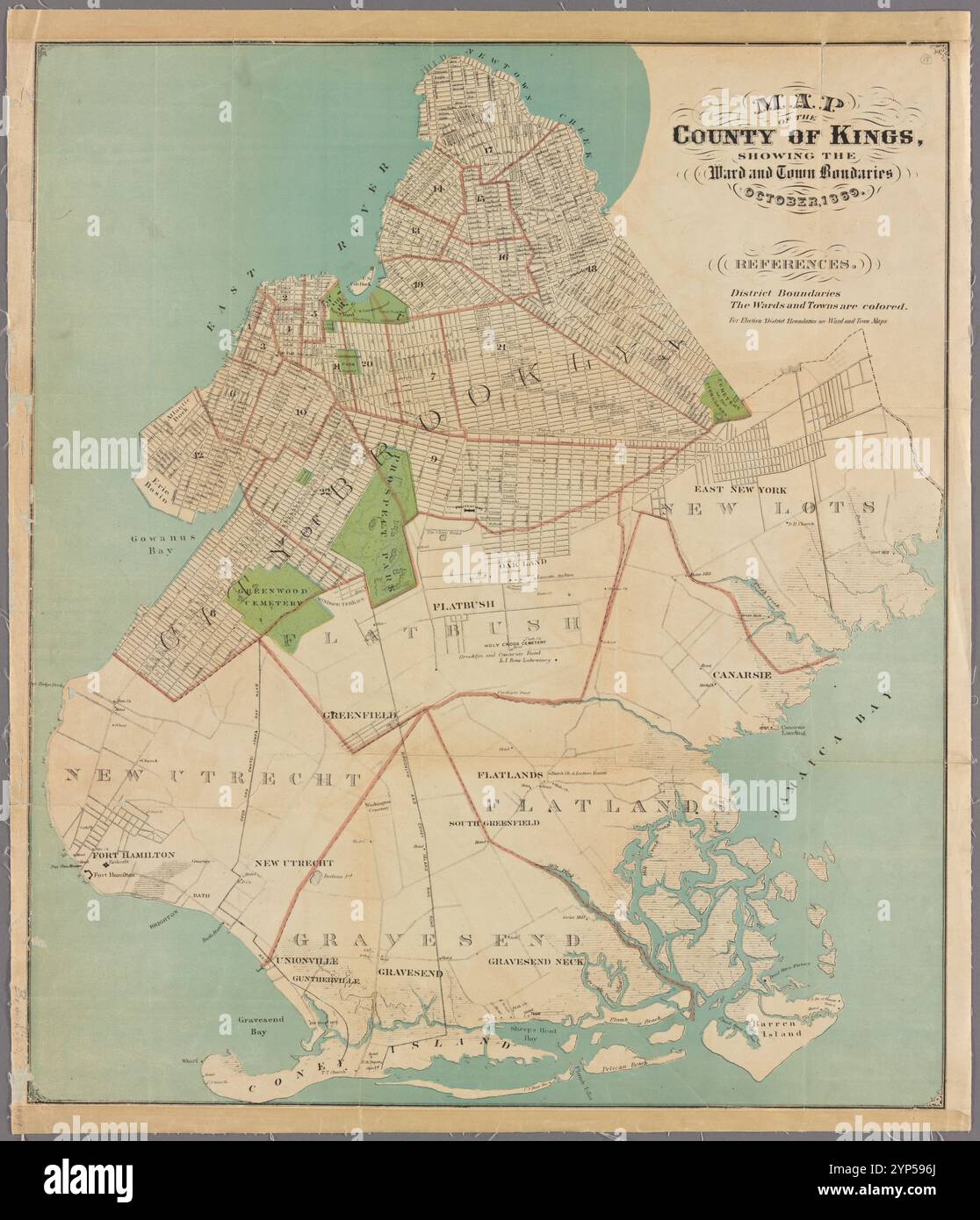 Map of the county of Kings, showing the ward and town boundaries ...