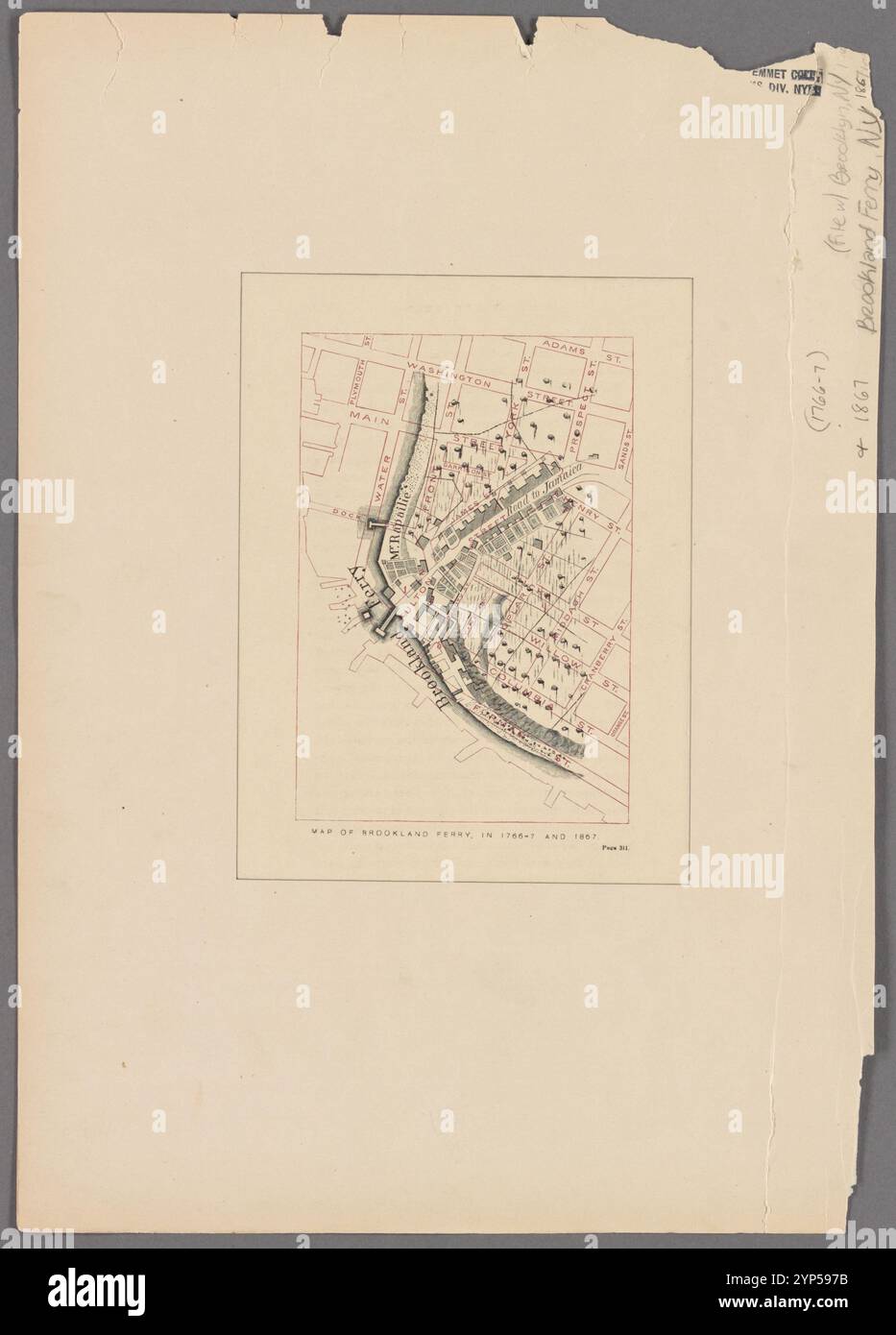 Map of Brooklyn Ferry, in 1766-7 and 1867 1867 Stock Photo - Alamy