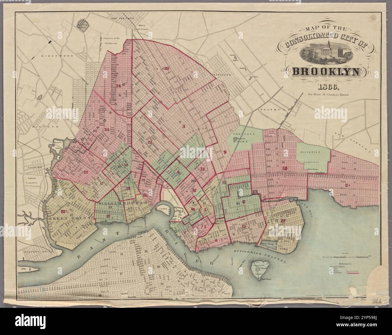 Map of the consolidated city of Brooklyn 1866 Stock Photo - Alamy